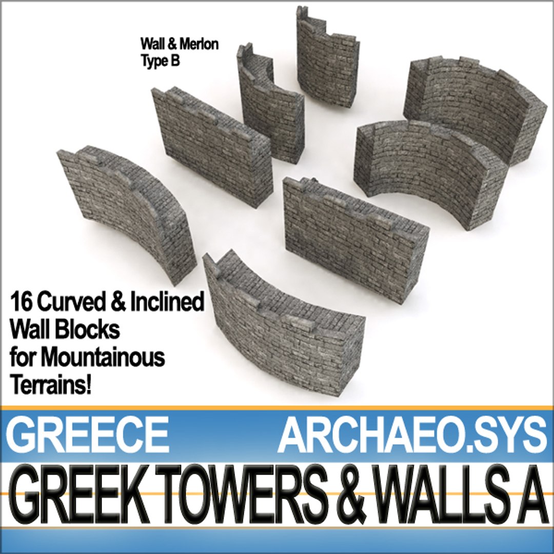 ancient greek towers walls obj