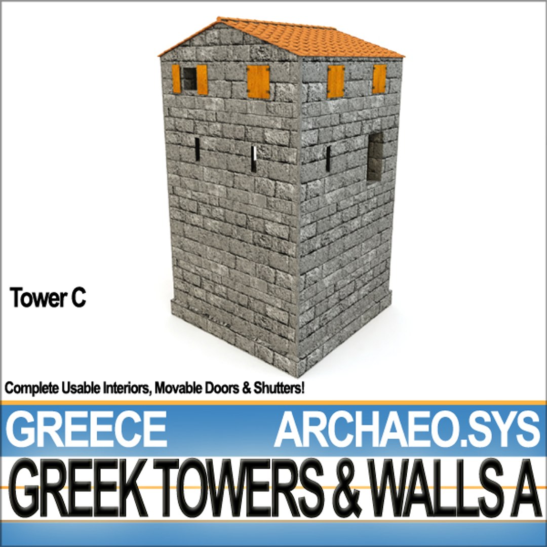 ancient greek towers walls obj
