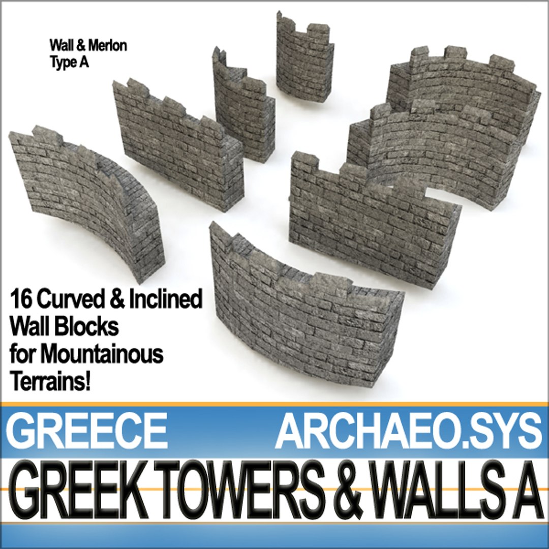 ancient greek towers walls obj
