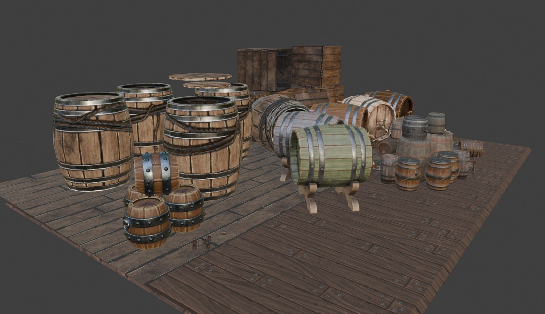 The Cargo Modular Barrel Crate Kit 3D Model - TurboSquid 2517593