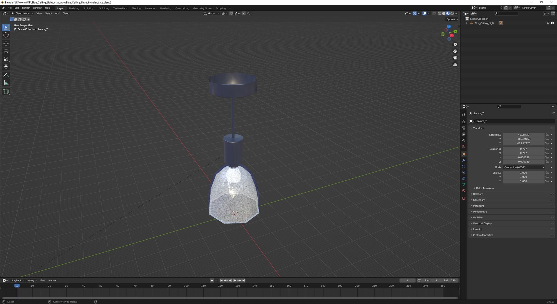Blue Ceiling Light 3D Model - TurboSquid 2318325