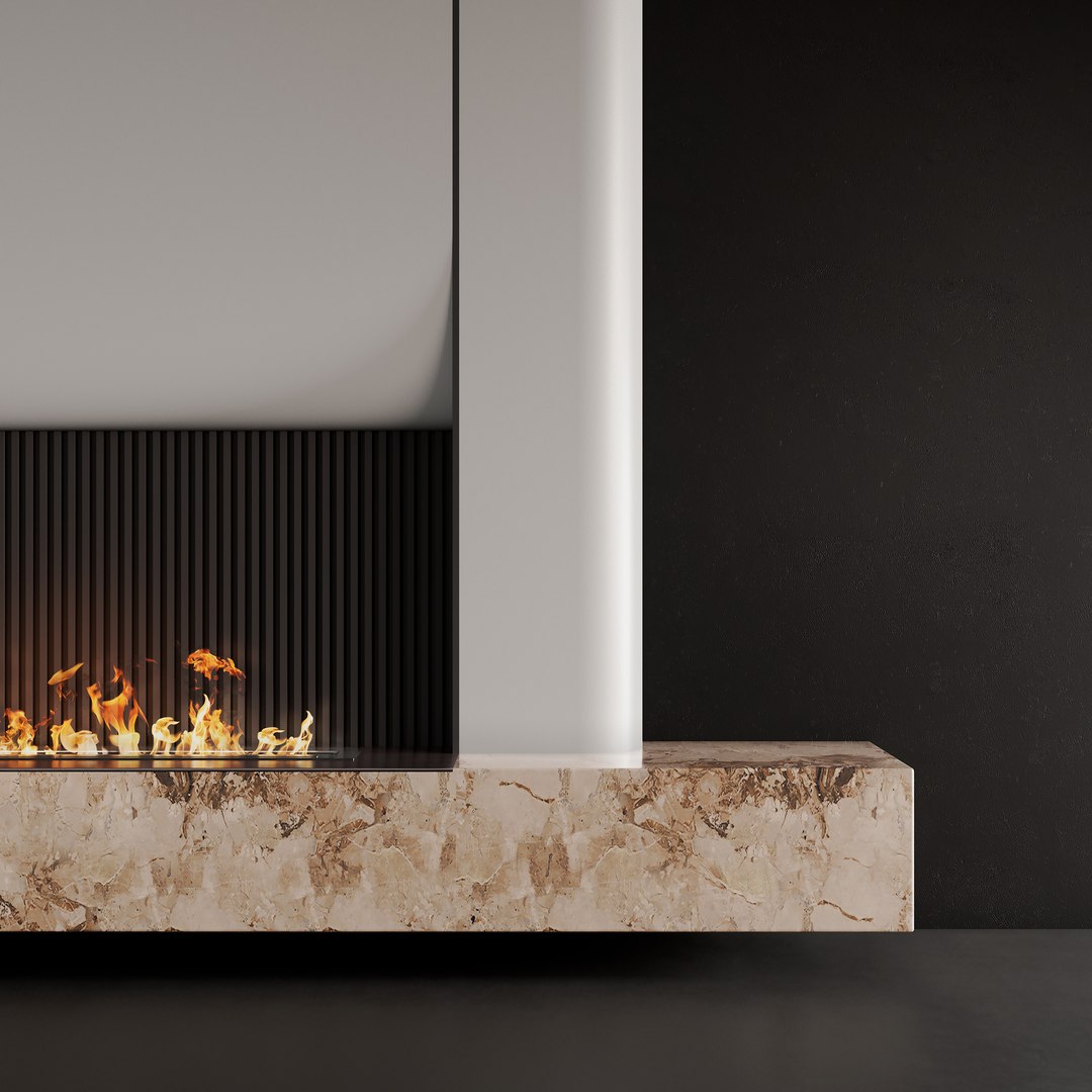 3D Decorated Wall With Fireplace - 3 - TurboSquid 2040267