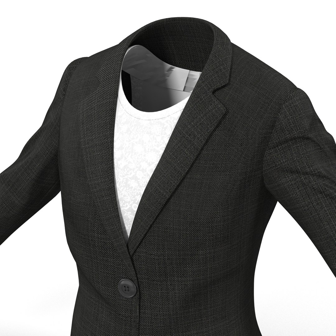 3d Women Suit Jacket Modeled