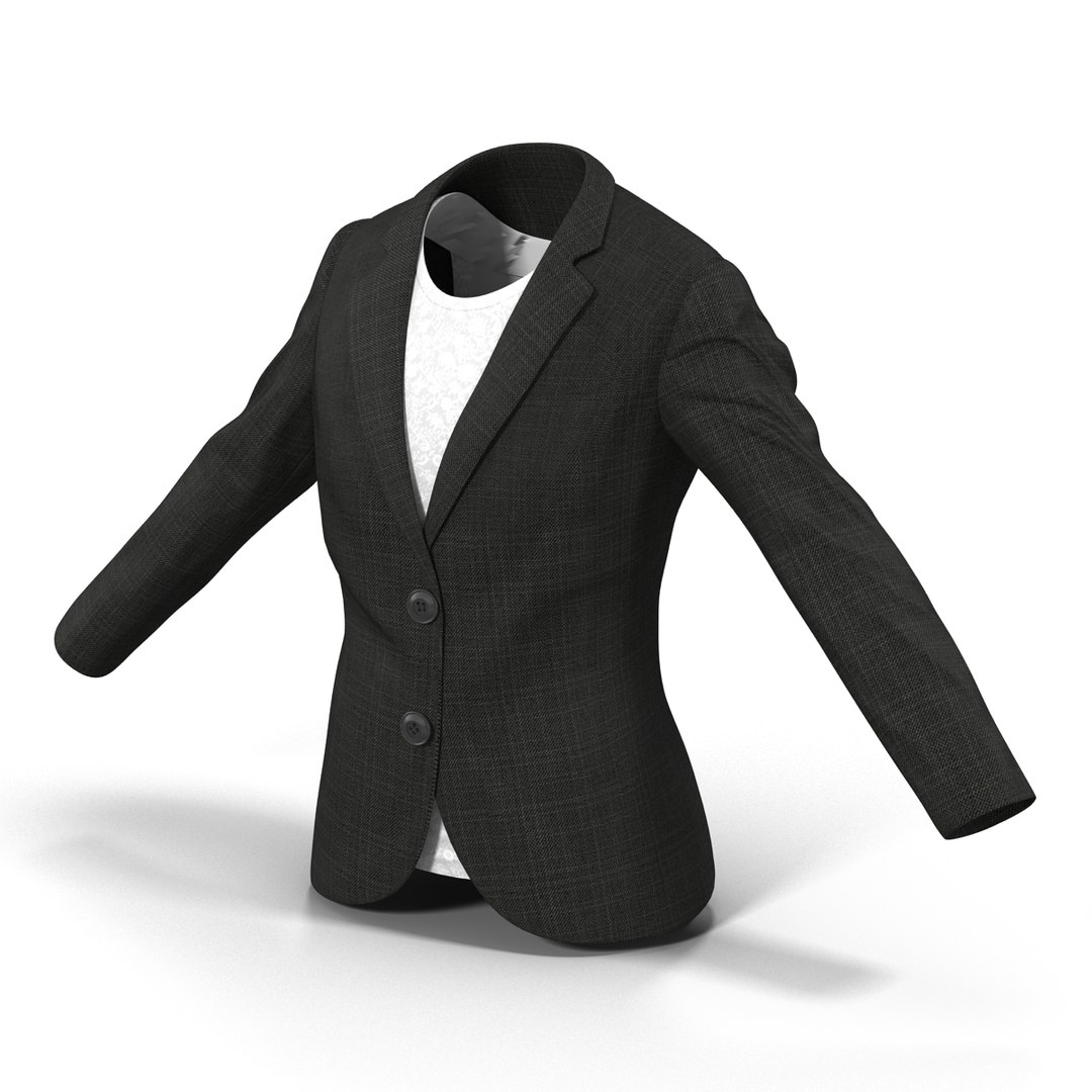3d Women Suit Jacket Modeled