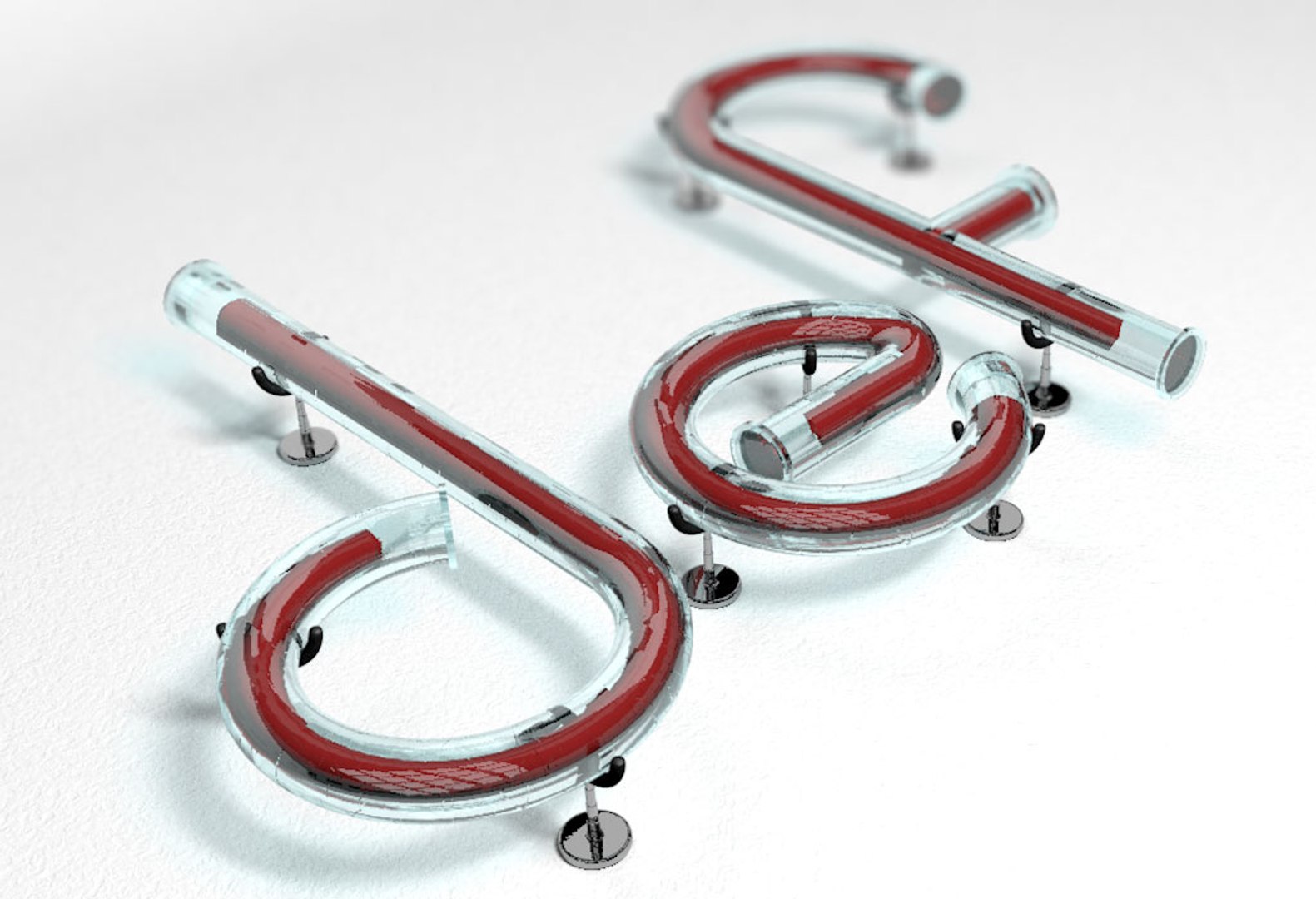 3D Def Letters Glass Tube Model - TurboSquid 1547137