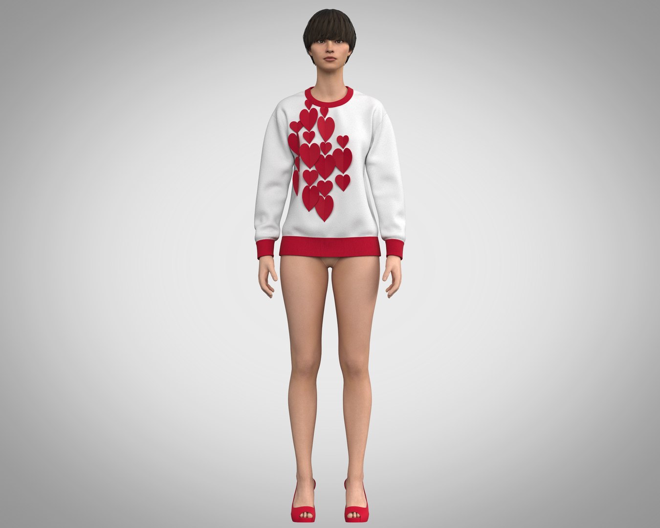 3D Ladies Heart Sweatshirt - TurboSquid 2047517