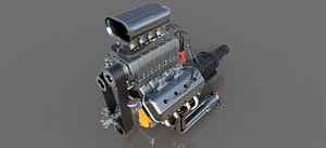 3d blown hemi engine model