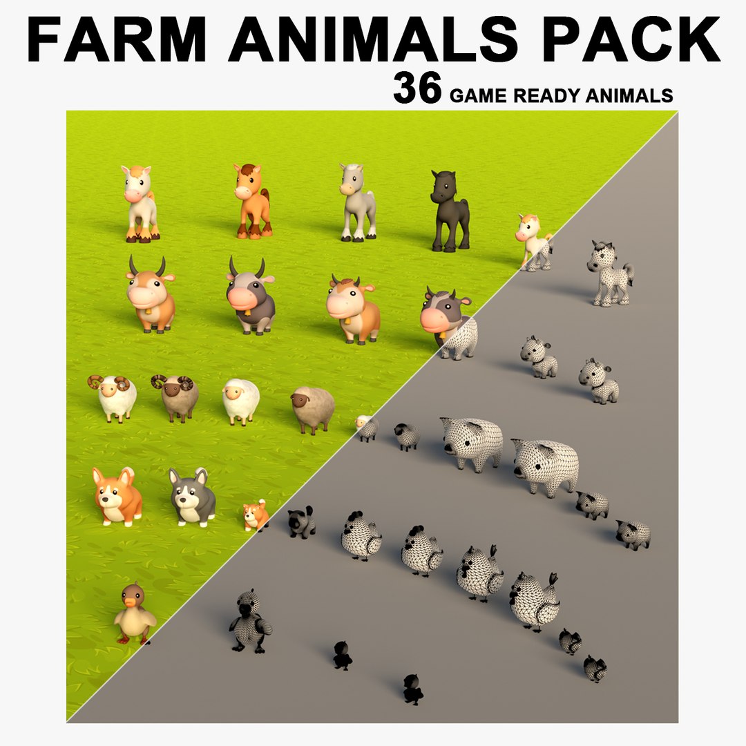 3D Model Farm Animals Pack - TurboSquid 2131070