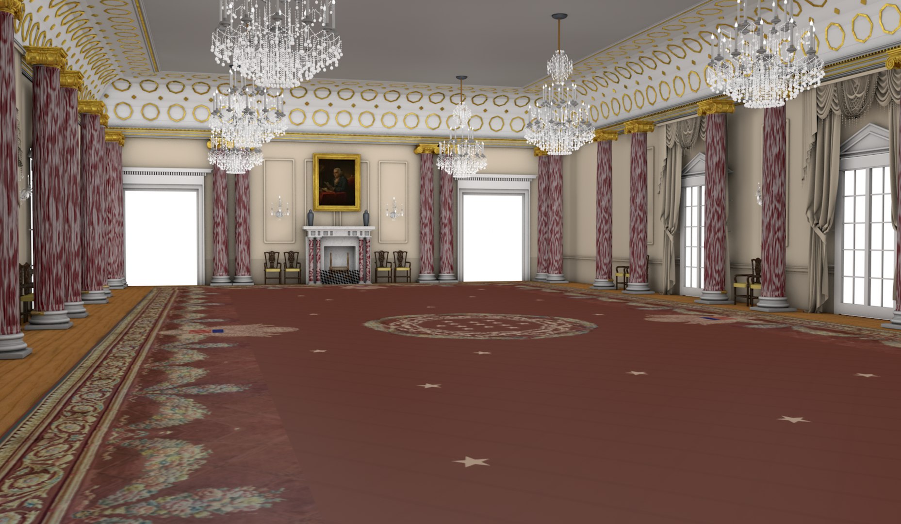 Interior Scene Ballroom Room Architecture 3D Model - TurboSquid 1658806