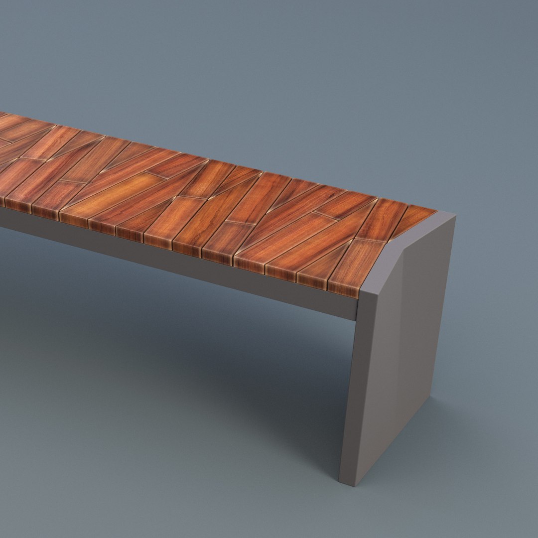 3d model outdoor boardwalk bench