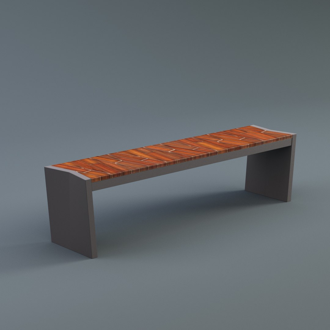 3d model outdoor boardwalk bench