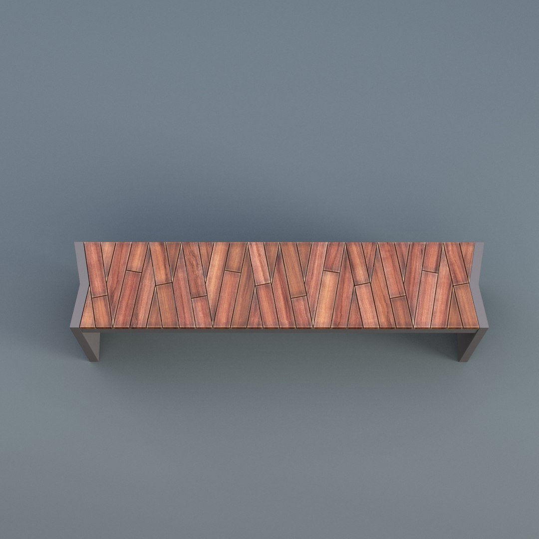 3d model outdoor boardwalk bench