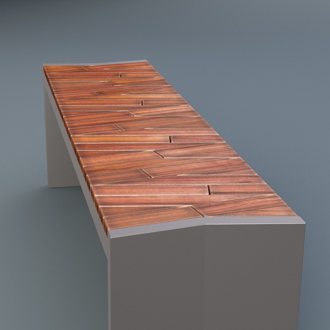 3d model outdoor boardwalk bench