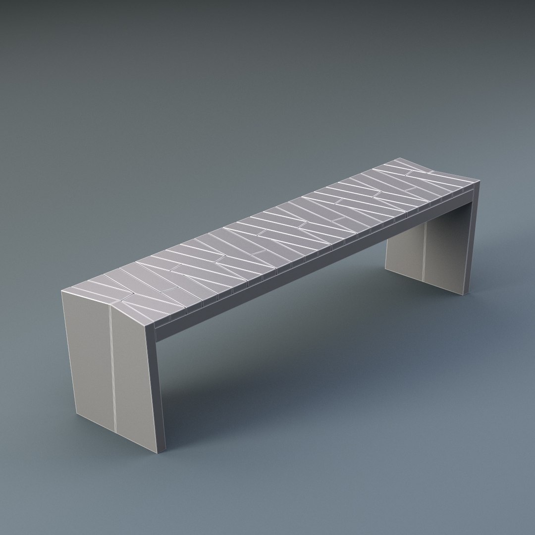 3d model outdoor boardwalk bench