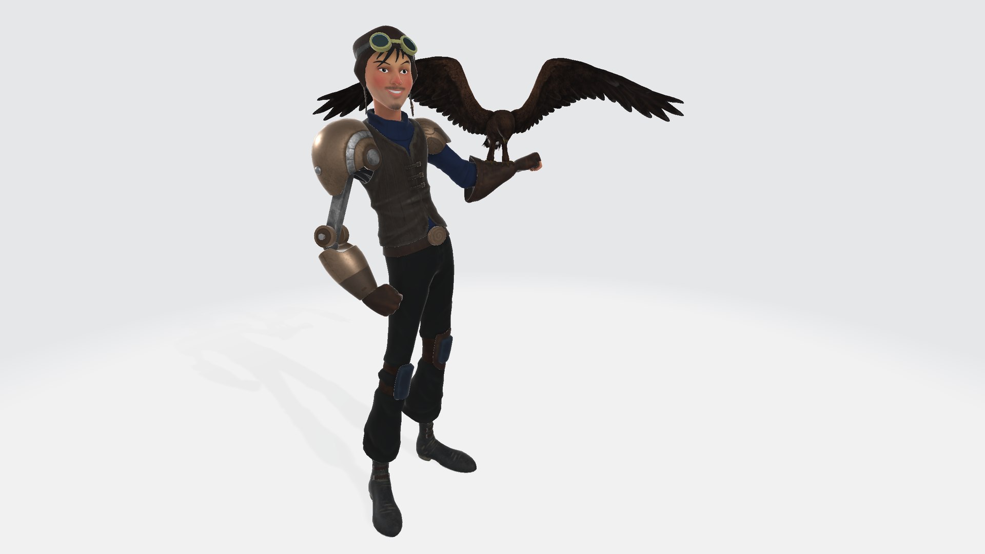 Steampunk Hero With Hawk 3D Model - TurboSquid 2321560