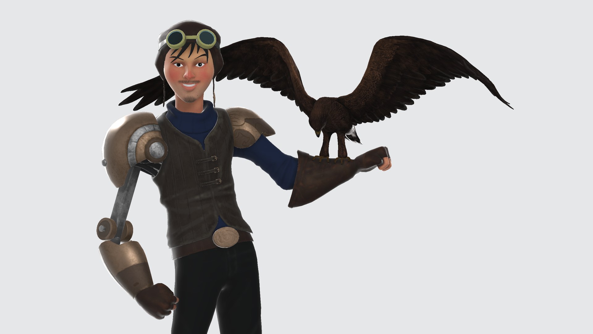 Steampunk Hero With Hawk 3D Model - TurboSquid 2321560