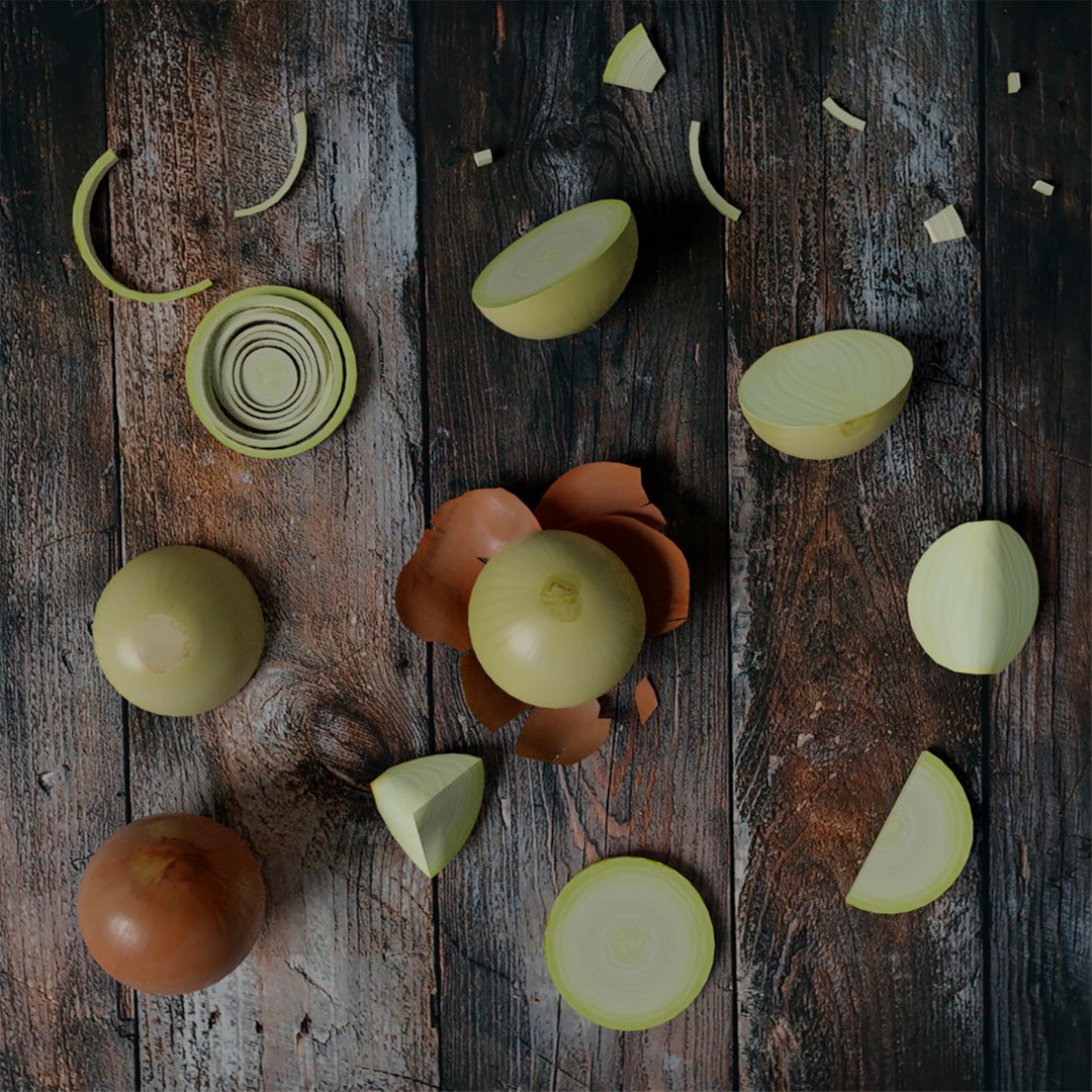 3D onion photorealistic scene - TurboSquid 1433227