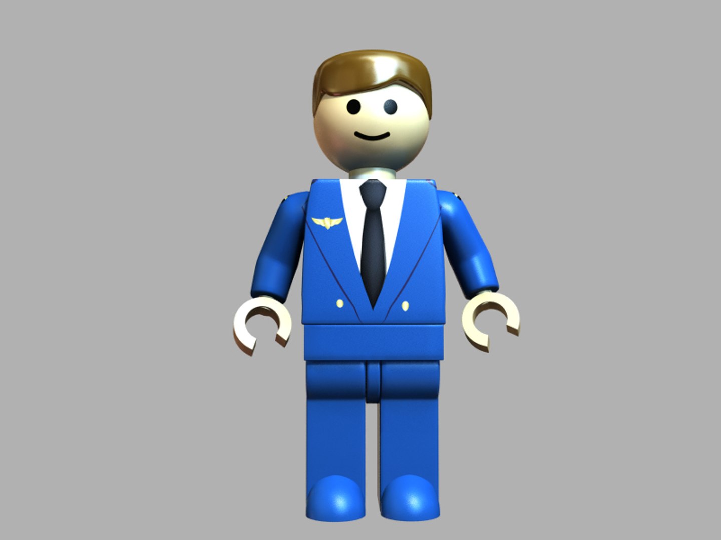 3d Model Lego Pilot Landing