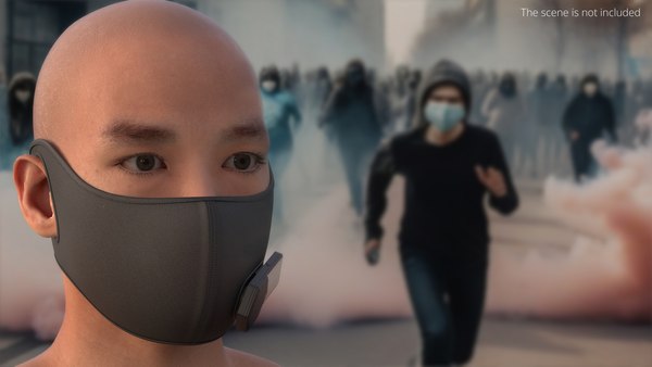 modelo 3d Mascarilla respiratoria inteligente con módulo de aire en la ...