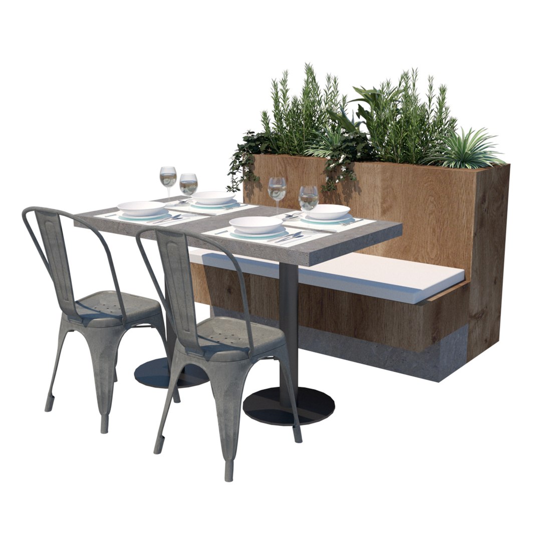 3D Dining Table With Planter Model - TurboSquid 2352421