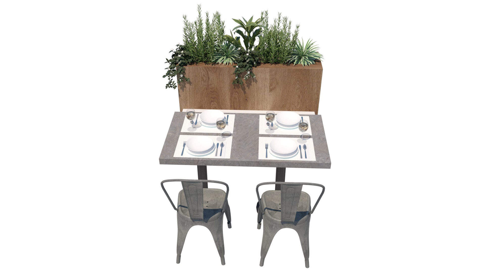 3D Dining Table With Planter Model - TurboSquid 2352421