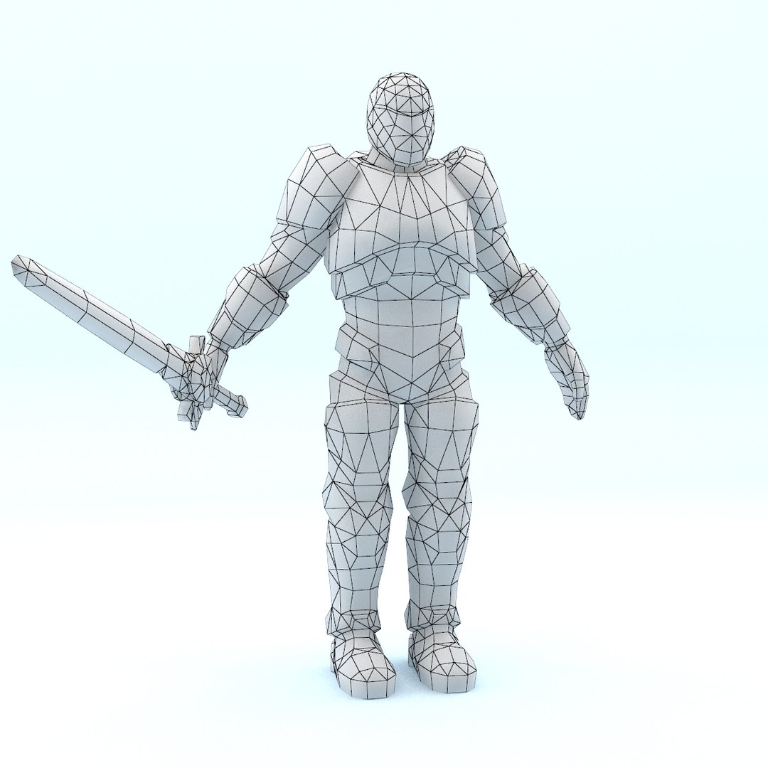 - sci-fi knight rigged character 3d model