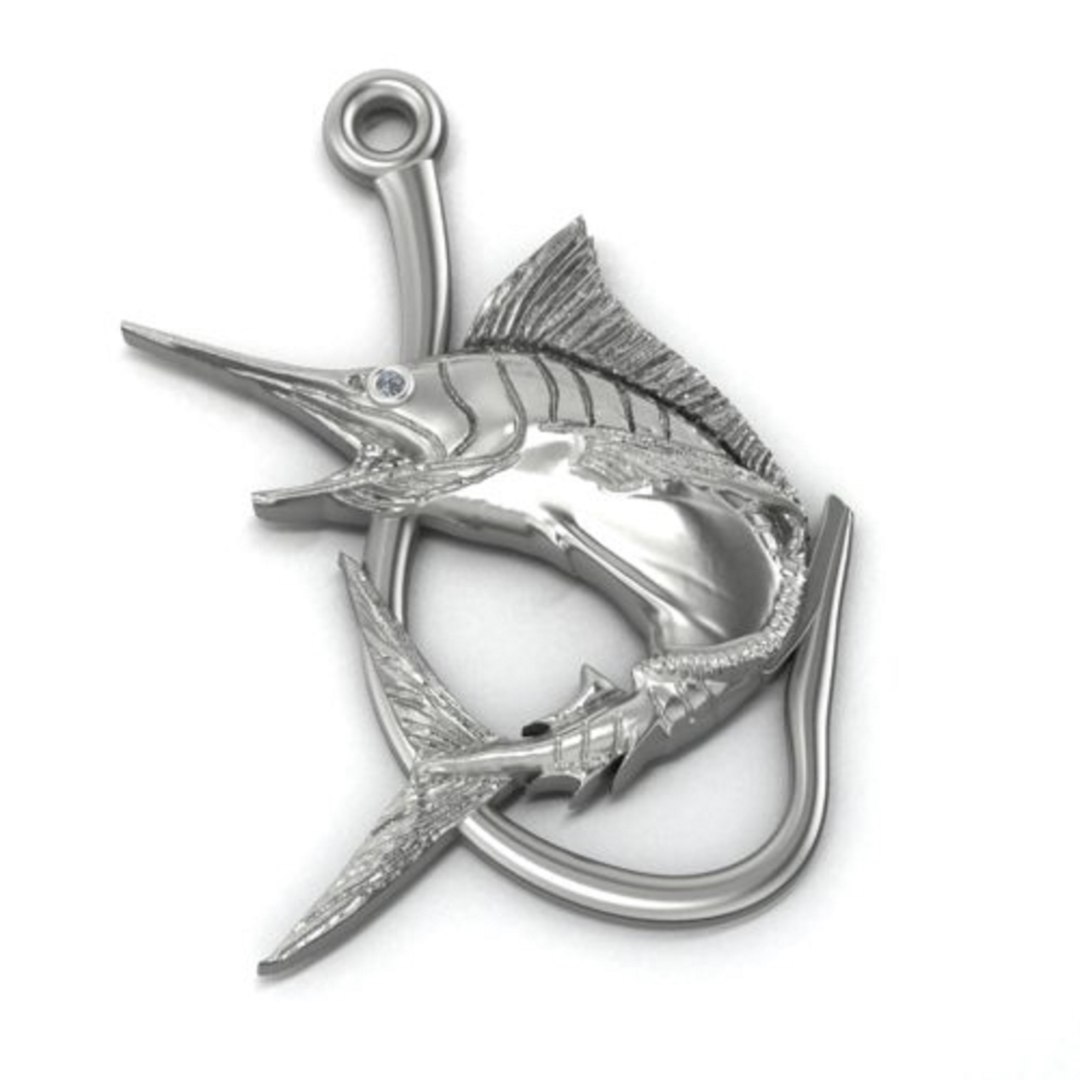 Pendant Swordfish Two Options With Diamond And Hook 3D - TurboSquid 2359493