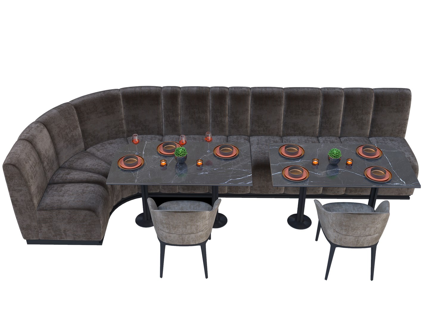 3D Corner Module Restaurant Cafe Sofa Tableware Part5 - 12 Colors Model - TurboSquid 2329427