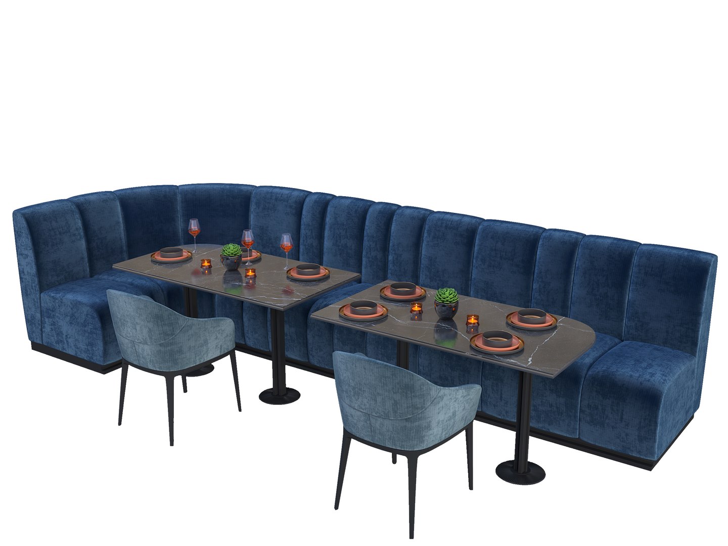 3D Corner Module Restaurant Cafe Sofa Tableware Part5 - 12 Colors Model - TurboSquid 2329427