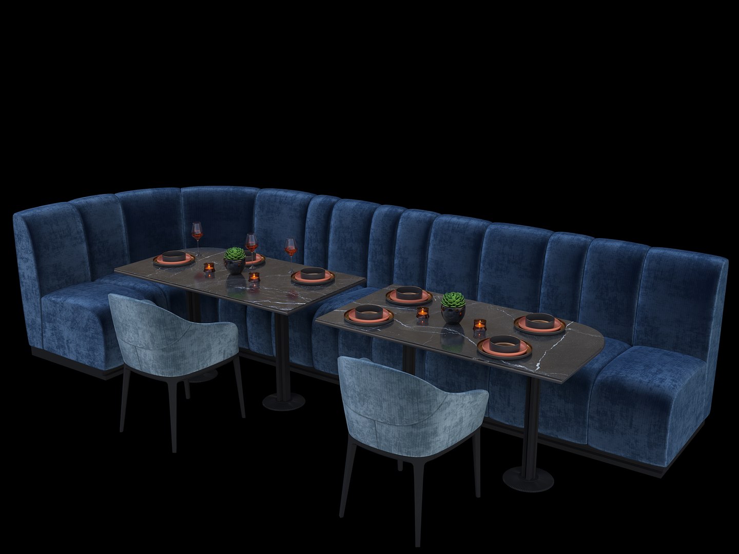 3D Corner Module Restaurant Cafe Sofa Tableware Part5 - 12 Colors Model - TurboSquid 2329427
