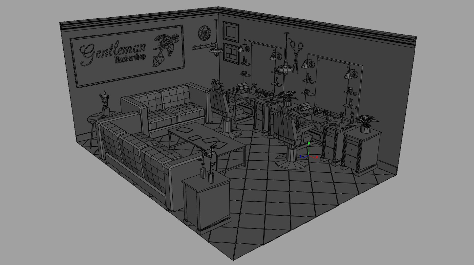 3D Model Barber Shop Interior 01 - TurboSquid 1641970