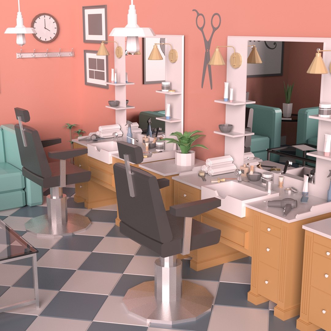 3D Model Barber Shop Interior 01 - TurboSquid 1641970