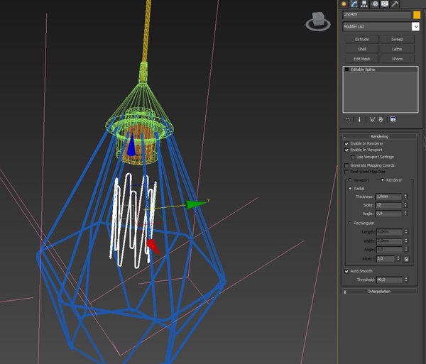 3d hexagonal wire light model