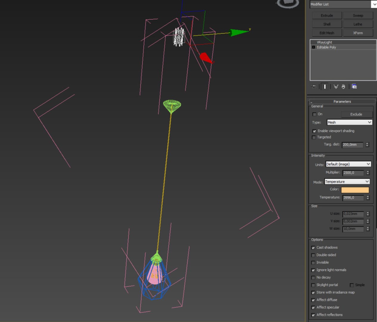 3d Hexagonal Wire Light Model