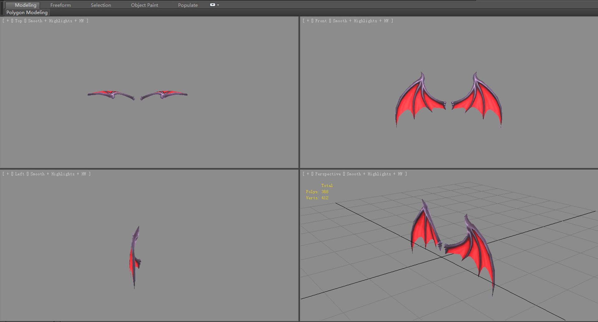 Cartoon Red Devil Wing - Halloween 3D - TurboSquid 2104542