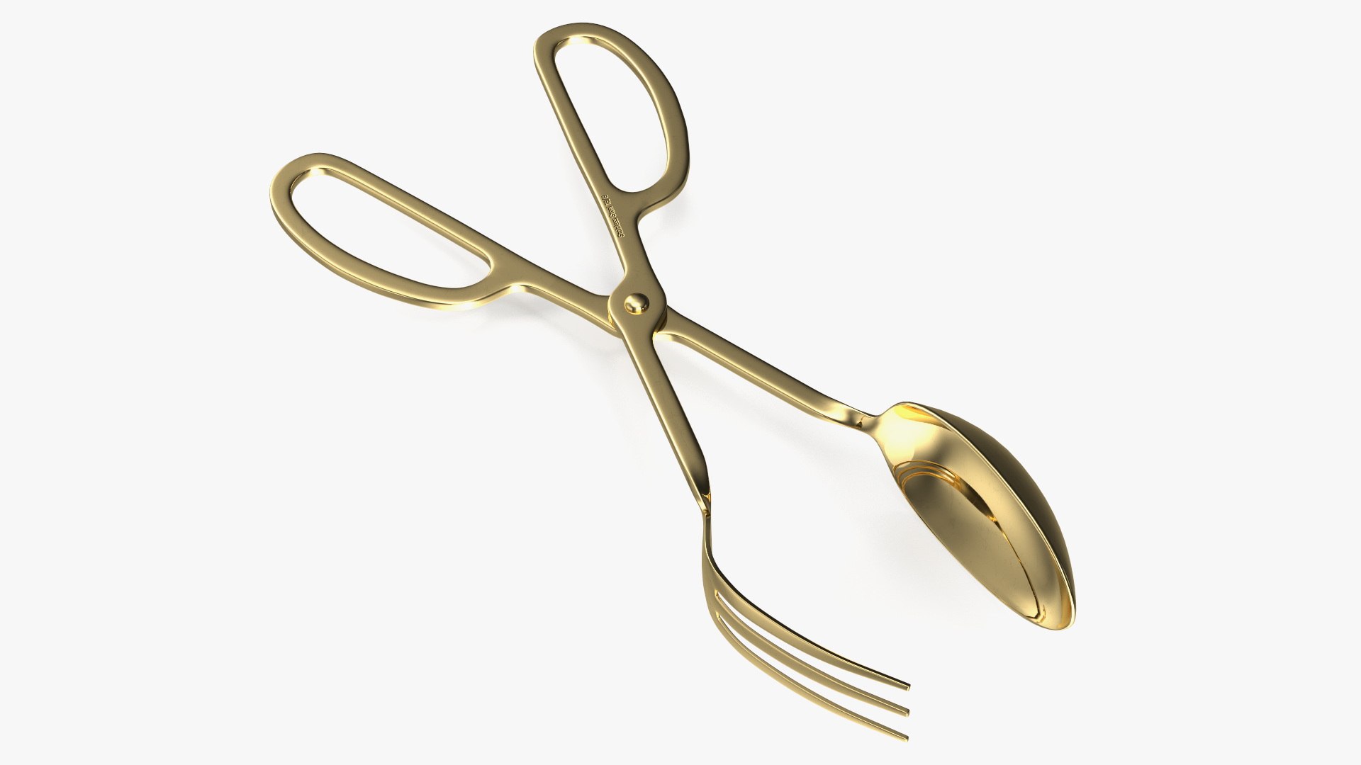 Scissor Serving Tongs With Fork And Spoon Gold 3D Model - TurboSquid ...
