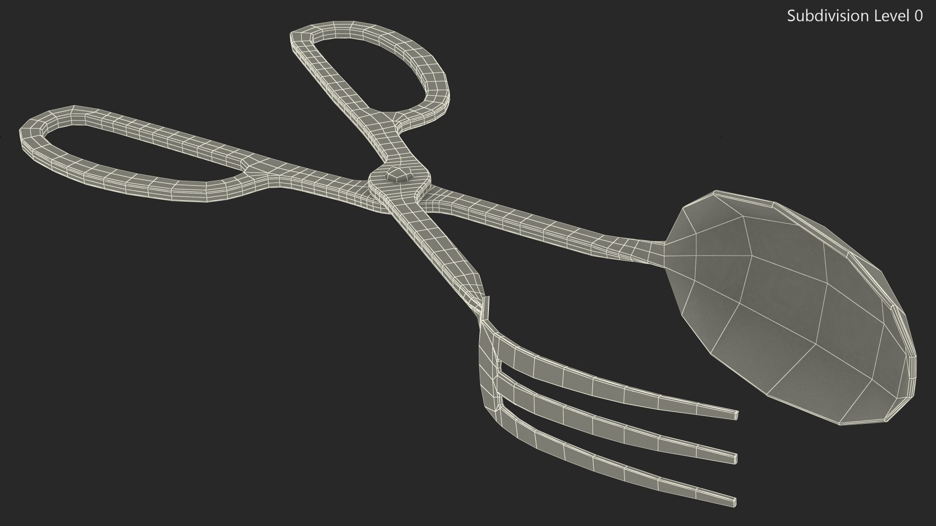 Scissor Serving Tongs with Fork and Spoon Gold 3D model - TurboSquid ...