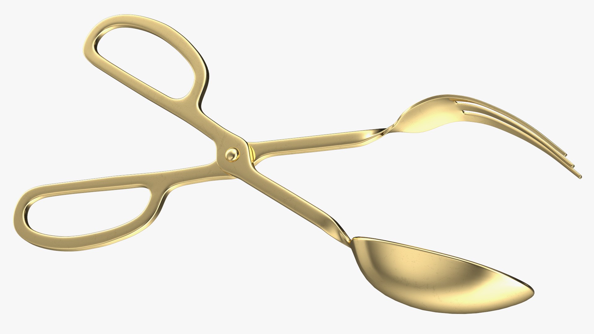 Scissor Serving Tongs With Fork And Spoon Gold 3D Model - TurboSquid ...
