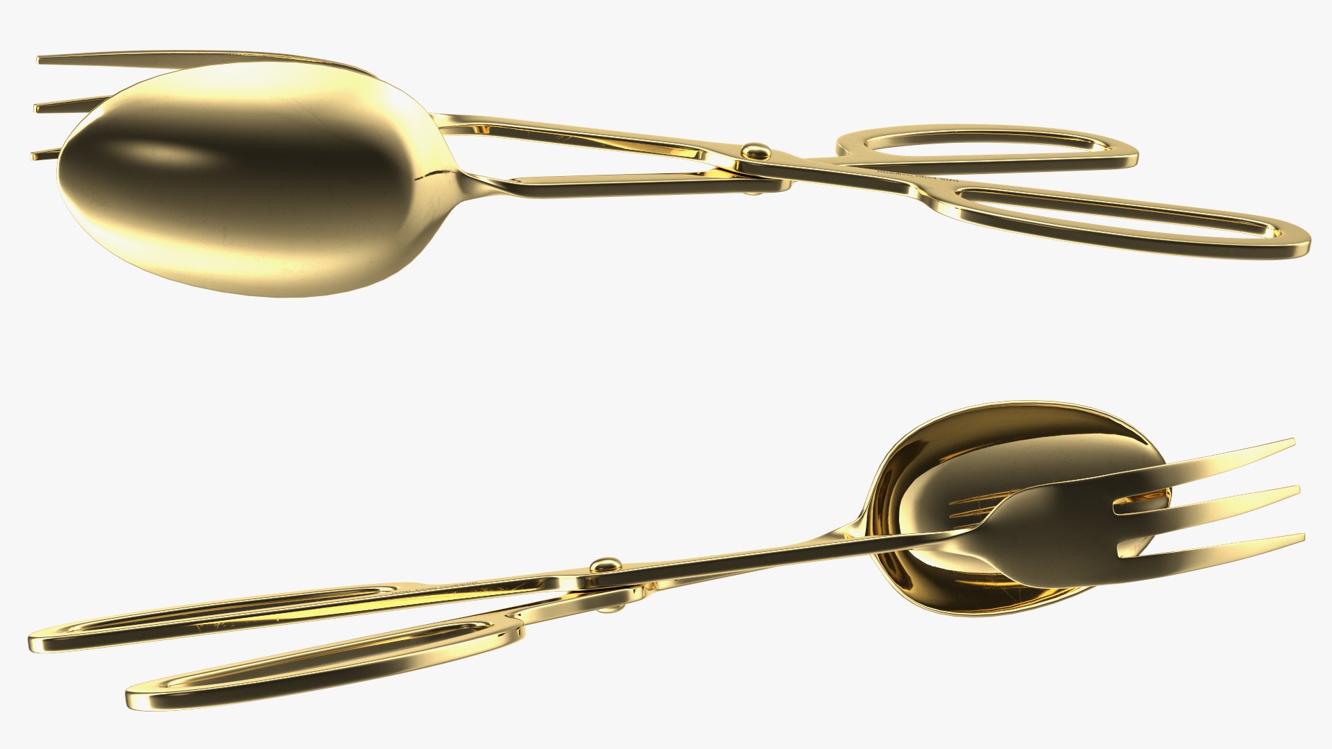 Scissor Serving Tongs With Fork And Spoon Gold 3D Model - TurboSquid ...