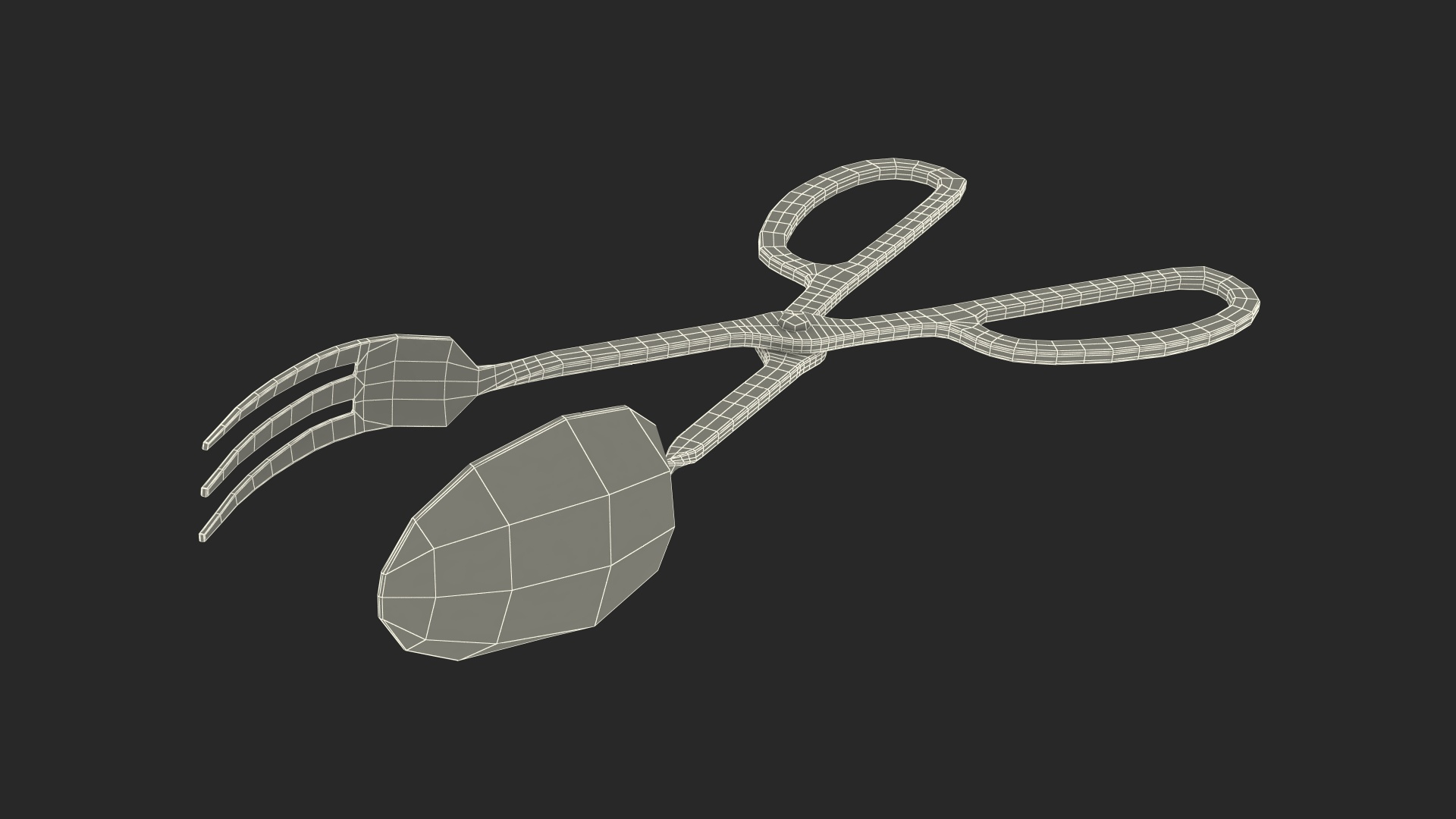 Scissor Serving Tongs With Fork And Spoon Gold 3D Model - TurboSquid ...