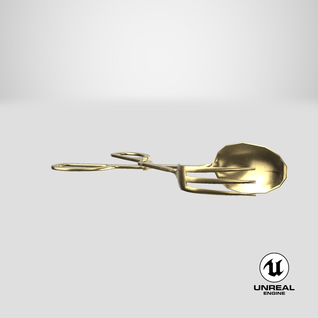 Scissor Serving Tongs with Fork and Spoon Gold 3D model - TurboSquid ...