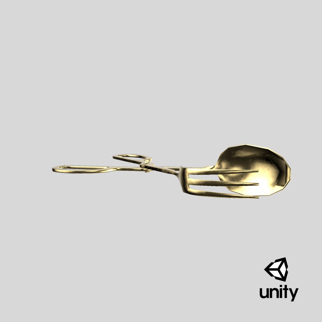 Scissor Serving Tongs with Fork and Spoon Gold 3D model - TurboSquid ...