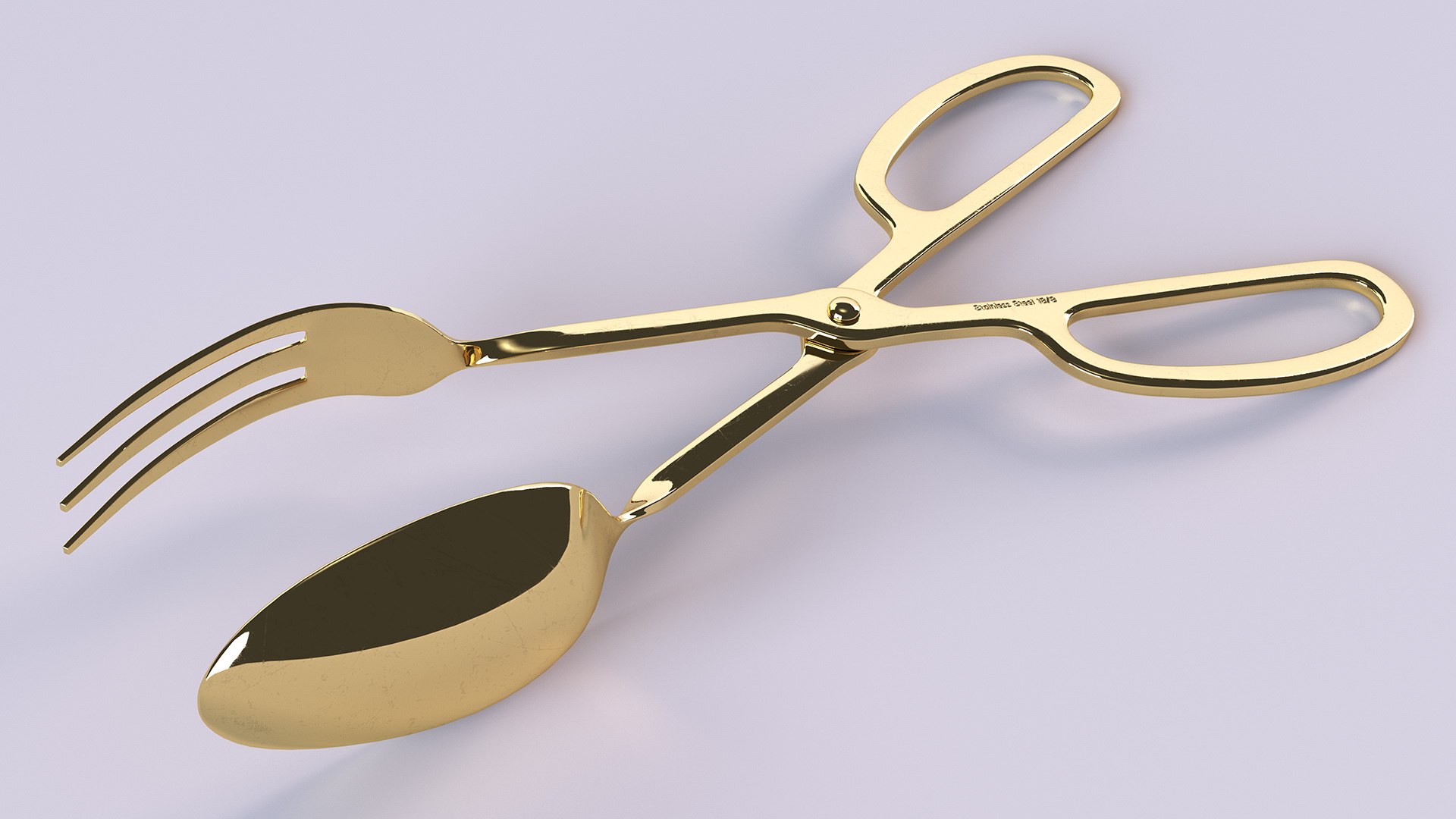 Scissor Serving Tongs With Fork And Spoon Gold 3D Model - TurboSquid ...