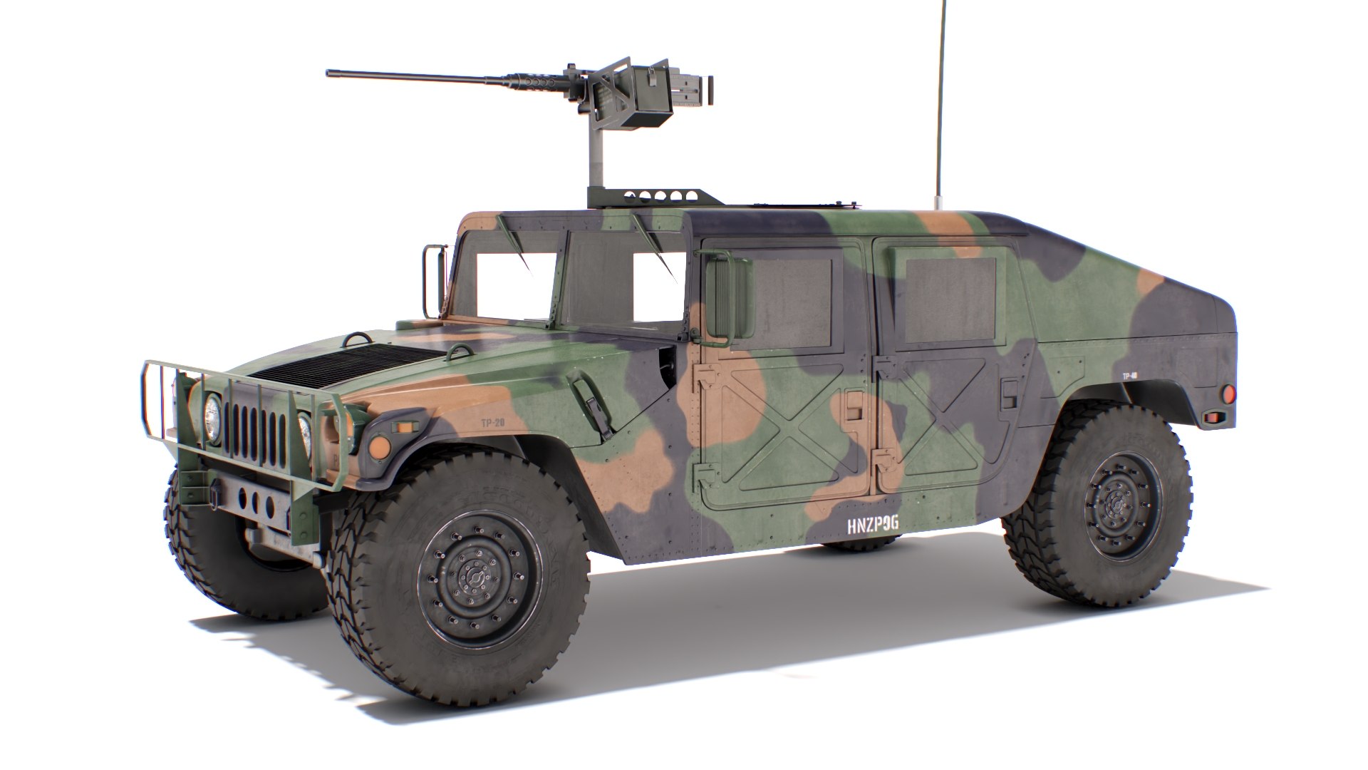 3D Model Military Humvee With Turret - TurboSquid 2387093