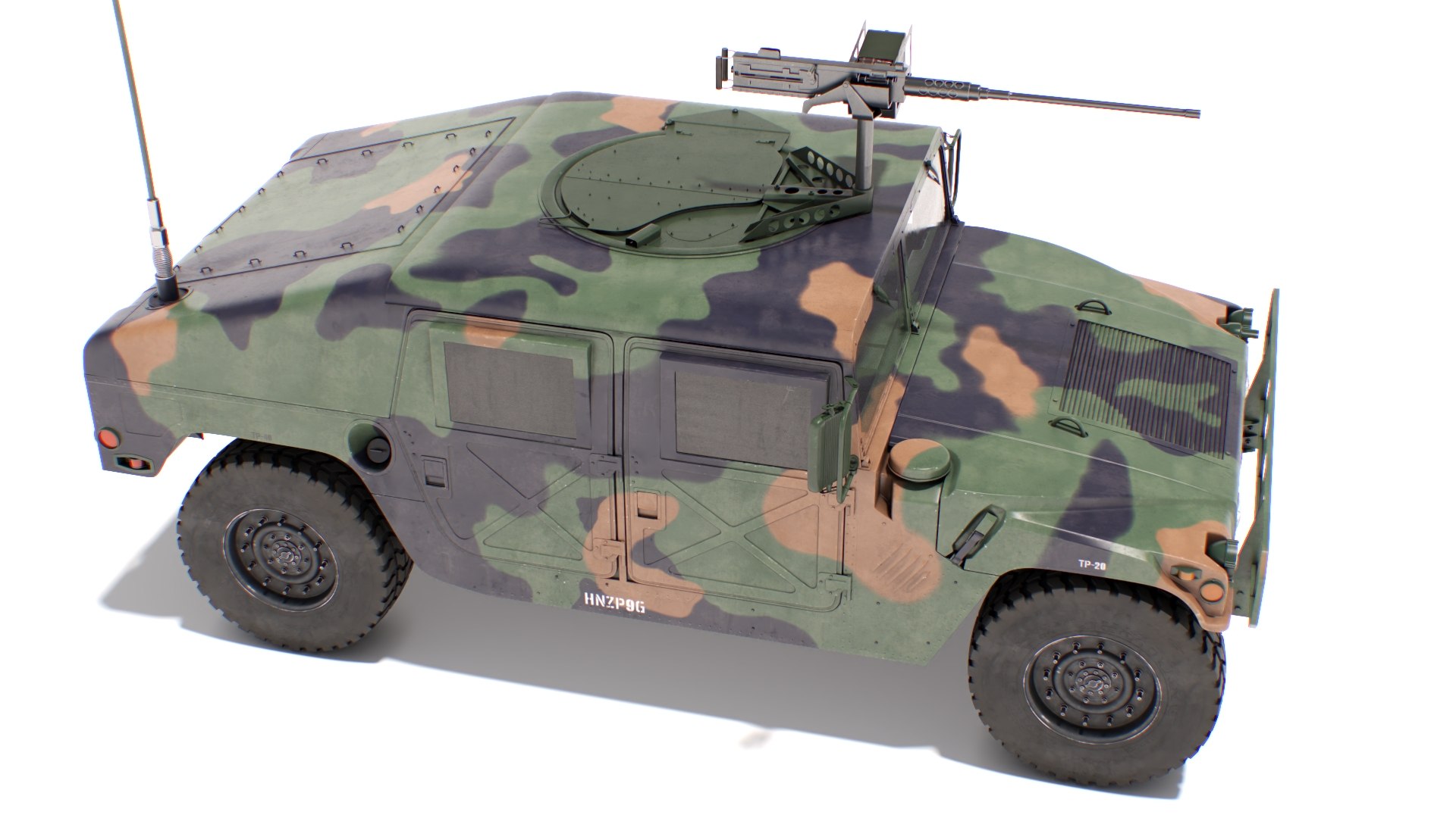 3D Model Military Humvee With Turret - TurboSquid 2387093