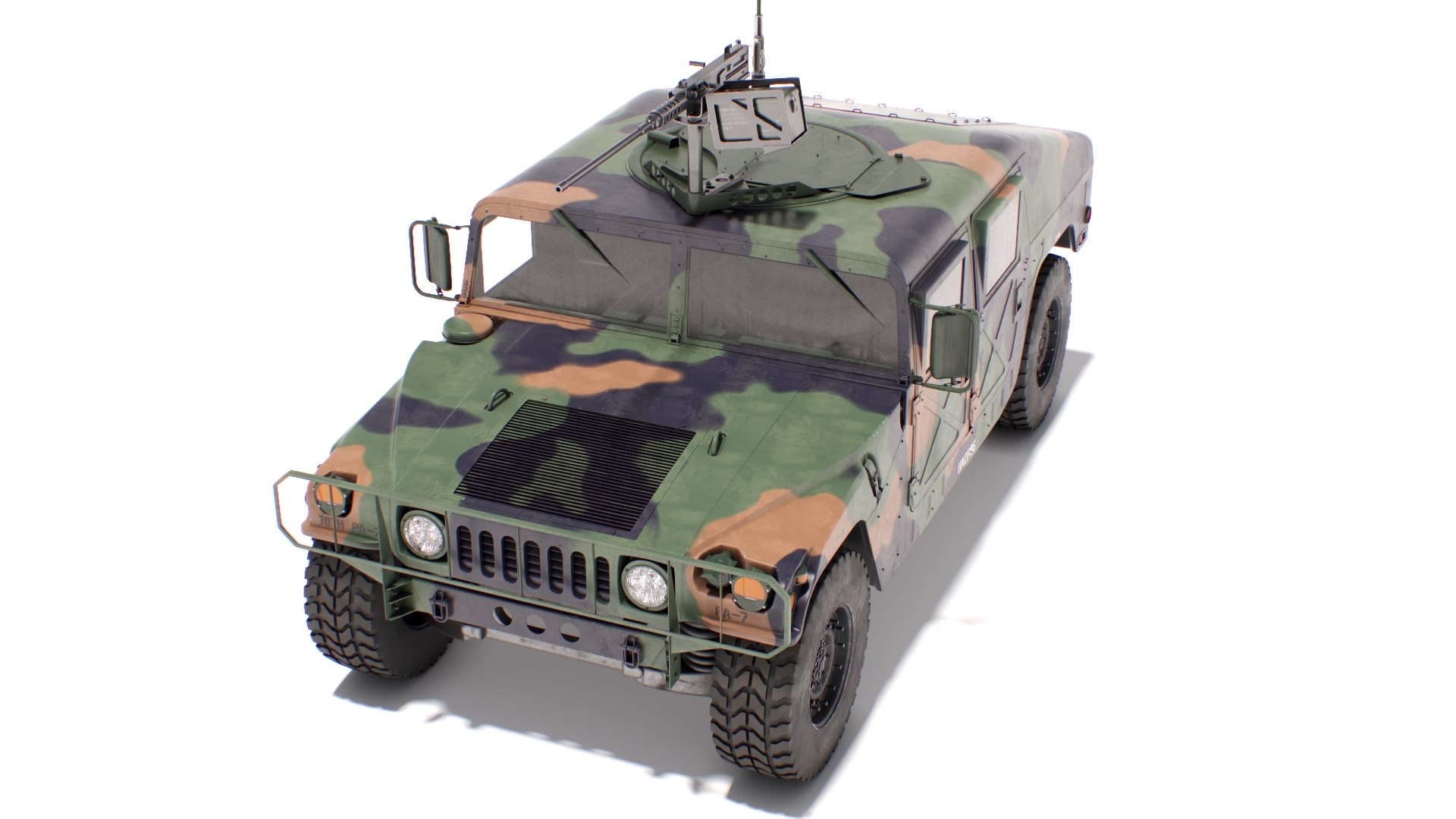 3D Model Military Humvee With Turret - TurboSquid 2387093