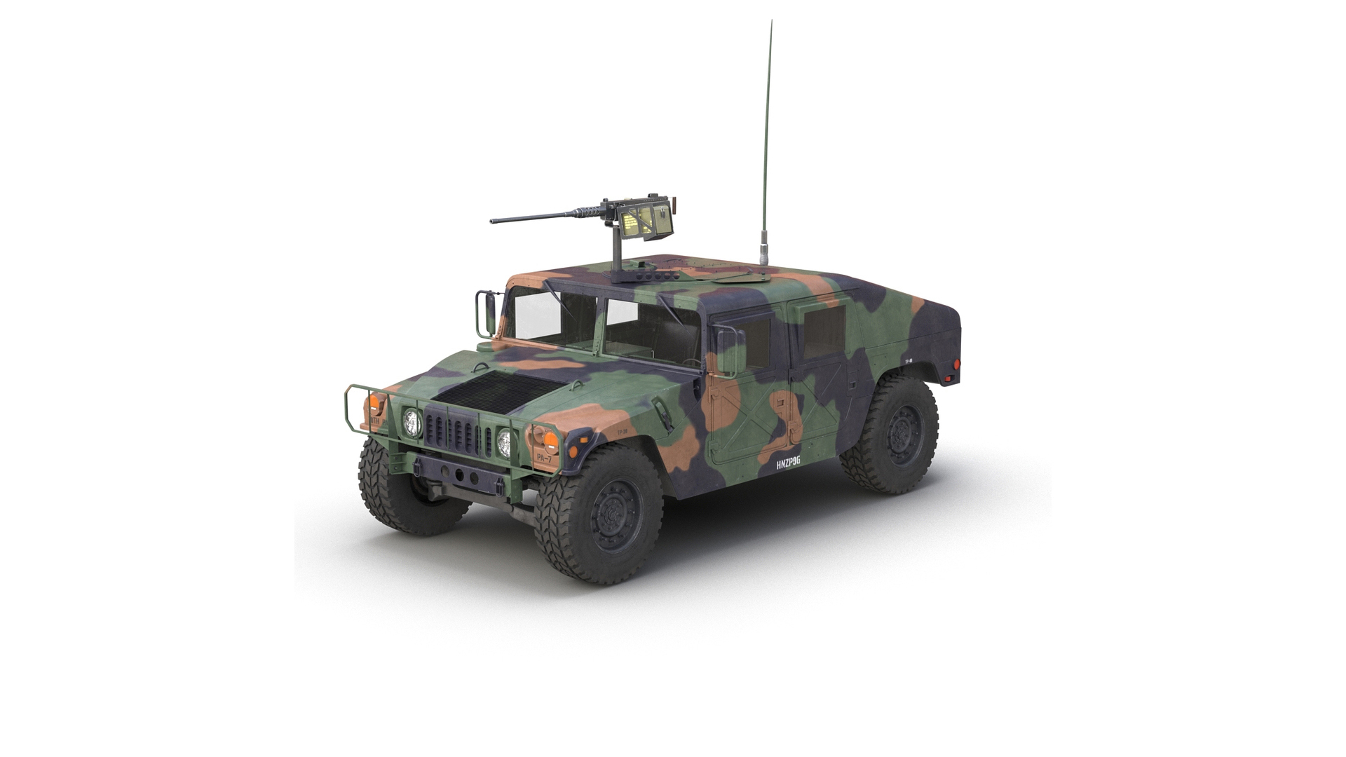 3D Model Military Humvee With Turret - TurboSquid 2387093