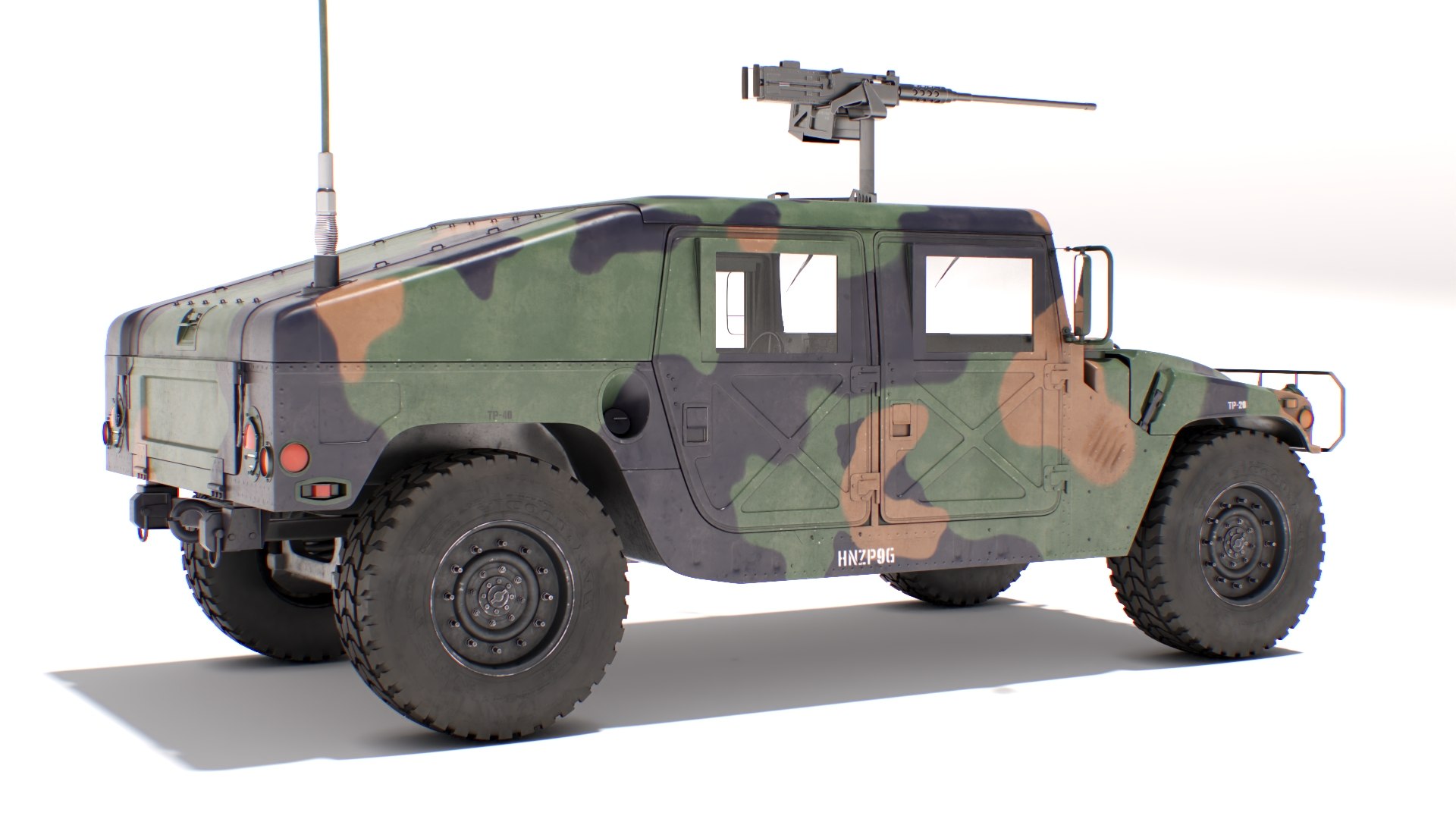 3D Model Military Humvee With Turret - TurboSquid 2387093