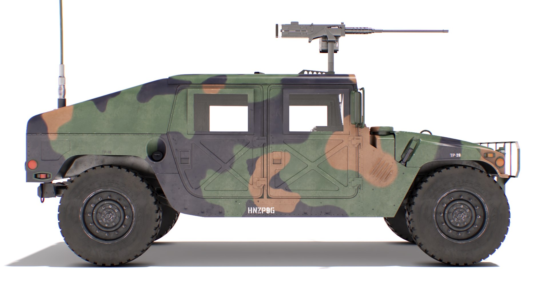 3D Model Military Humvee With Turret - TurboSquid 2387093