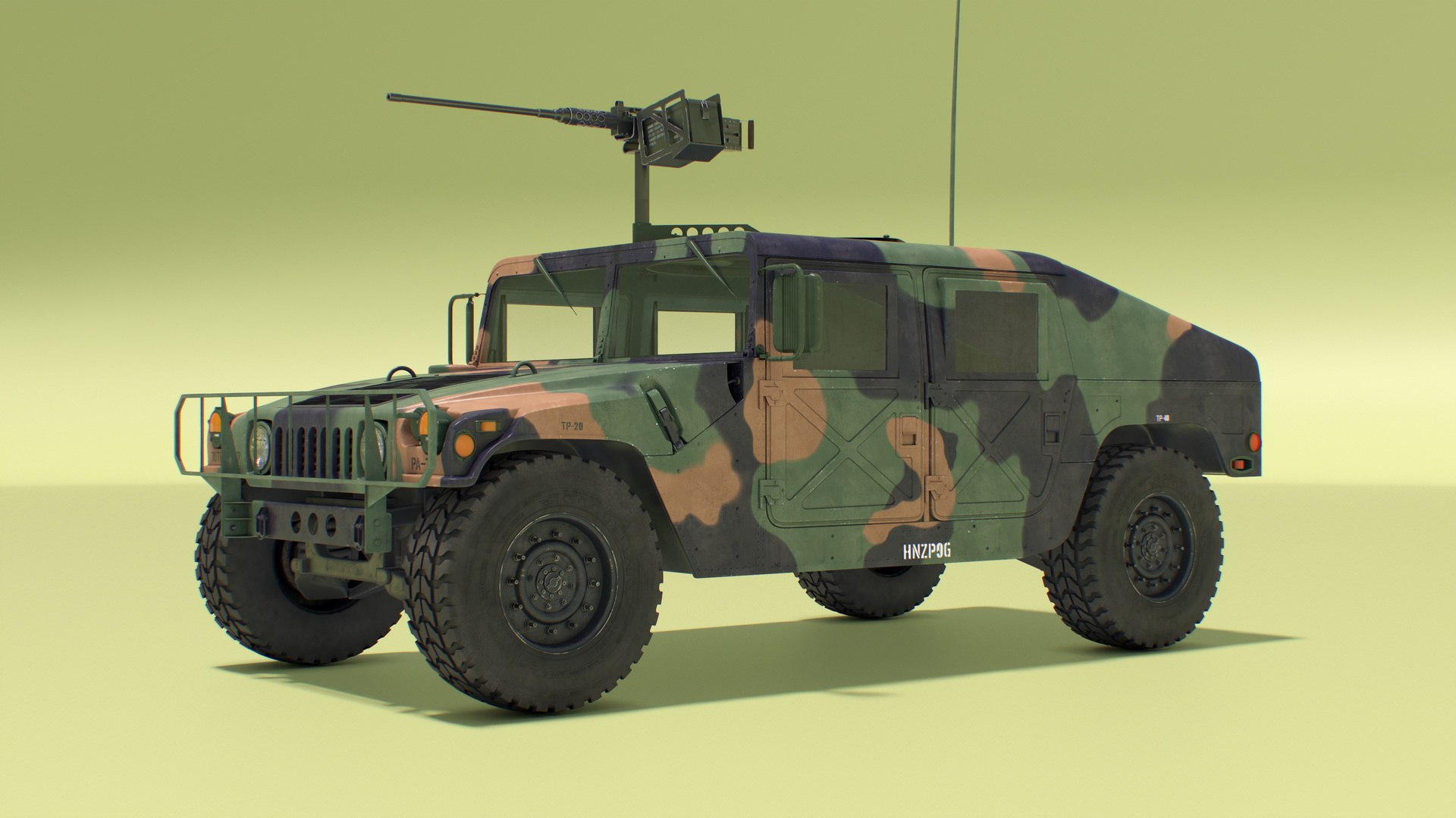 3D Model Military Humvee With Turret - TurboSquid 2387093